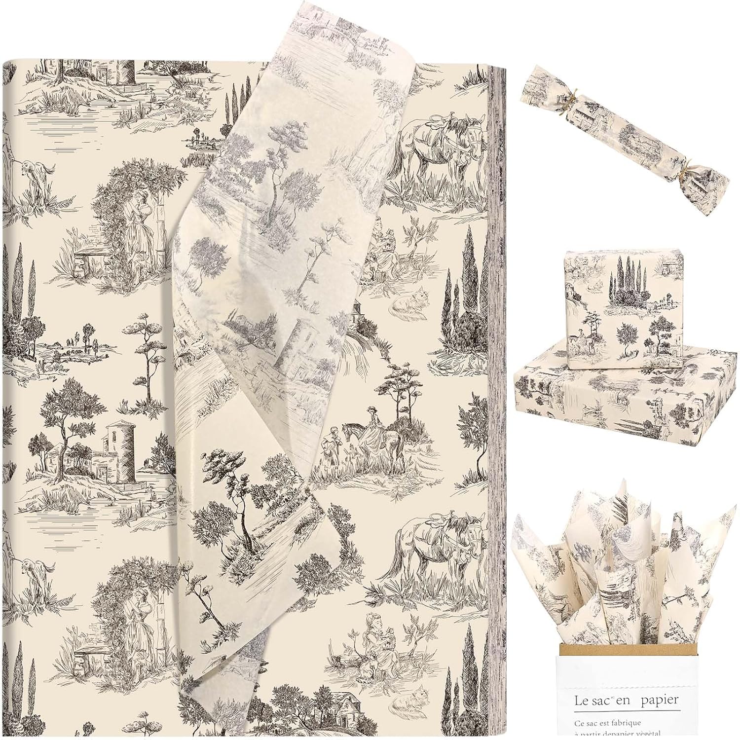 Amazon.com: Sanixin 100Pcs Vintage French Tissue Paper for Gift ...