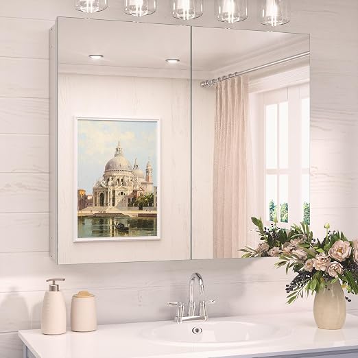 Amazon.com: TokeShimi 30x26 Medicine Cabinet Mirror with Storage ...