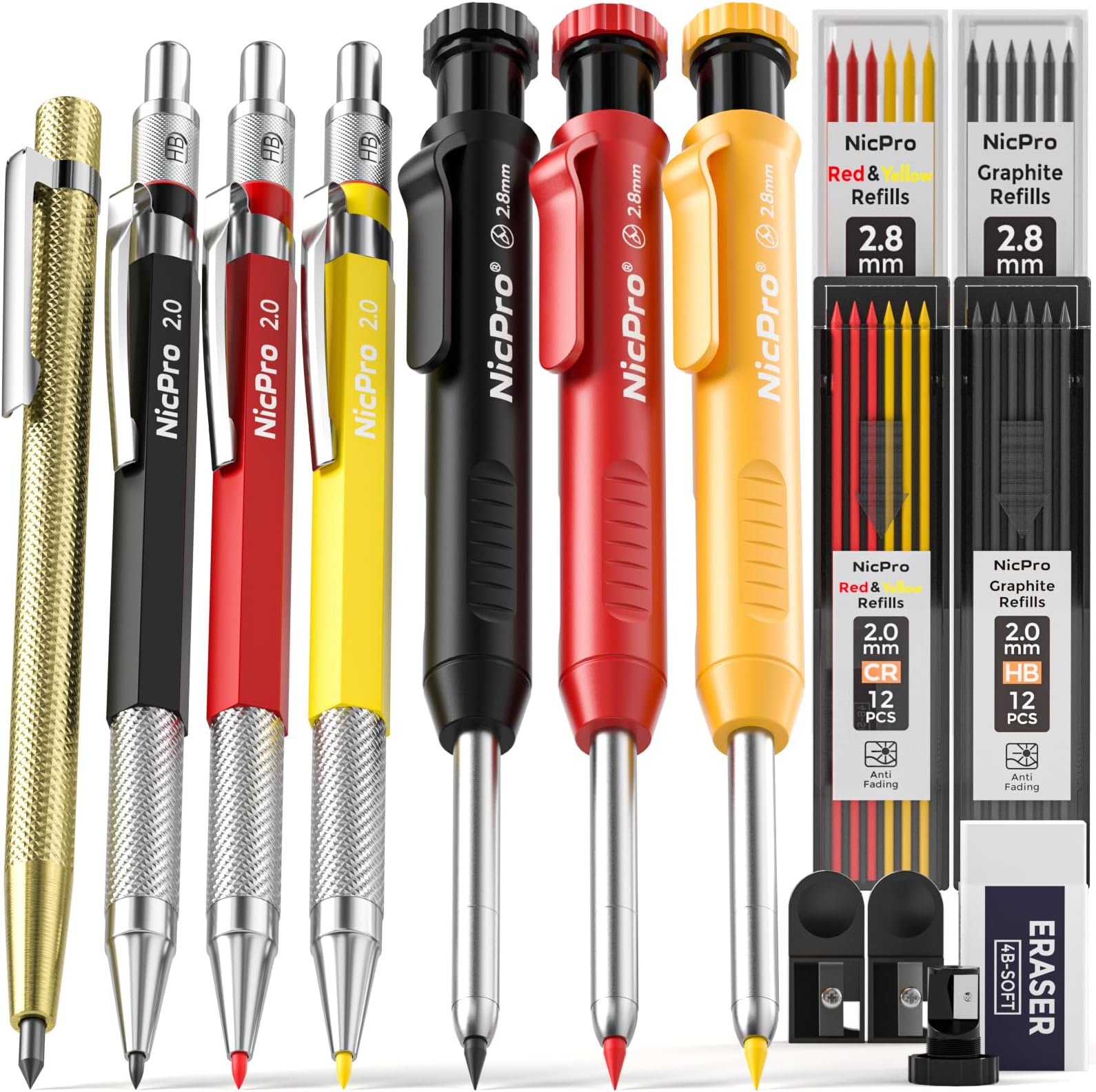 Amazon.com: Mechanical Carpenter Pencils Set with 36 Marker Refills ...