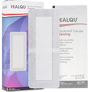 HEALQU Island Dressing - 4"x10", 30 Count - Bordered Gauze Sterile Individually Wrapped Gauze ...