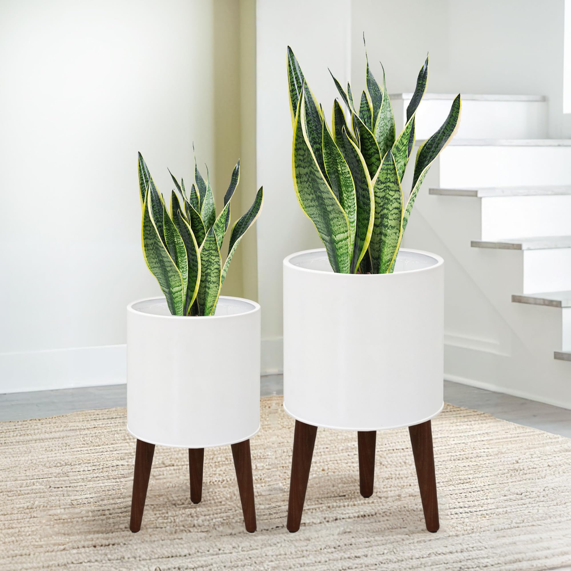 Large Decorative Flower Pots Mid Modern Planter With Detached Saucer