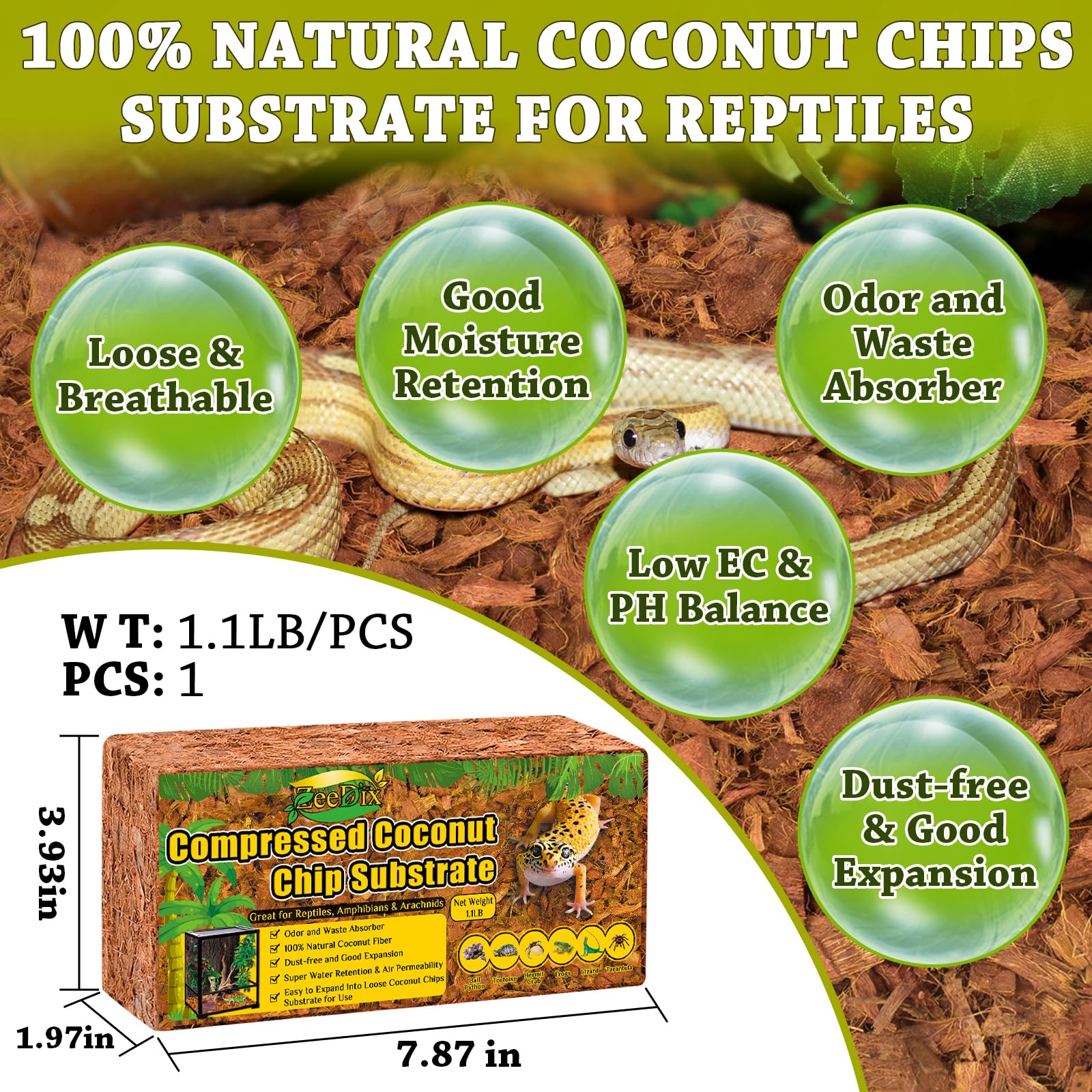 Snapklik.com : Natural Coconut Chips Substrate For Reptiles, Coconut ...