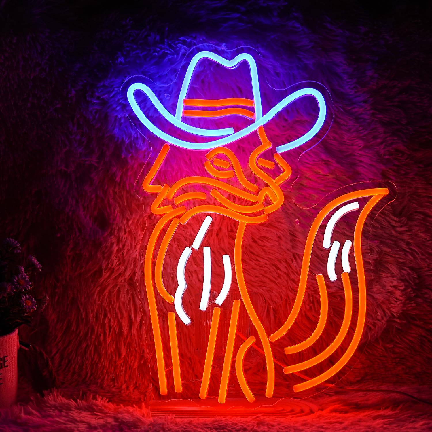 Amazon.com : Cowboy Fox Neon Sign LED Fox Hat Neon Light For Wall Decor ...