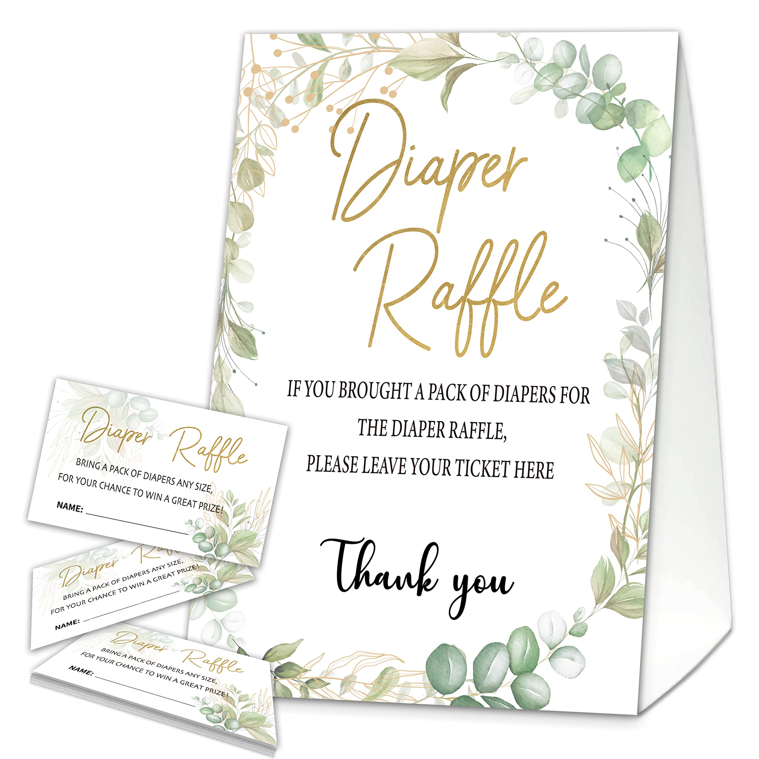 Buy Diaper Raffle Baby Shower Game,Greenery 1 Standing Sign and 50 ...