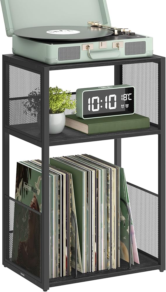 Amazon.com: VASAGLE Record Player Stand, 3-Tier Side Table, Vinyl ...