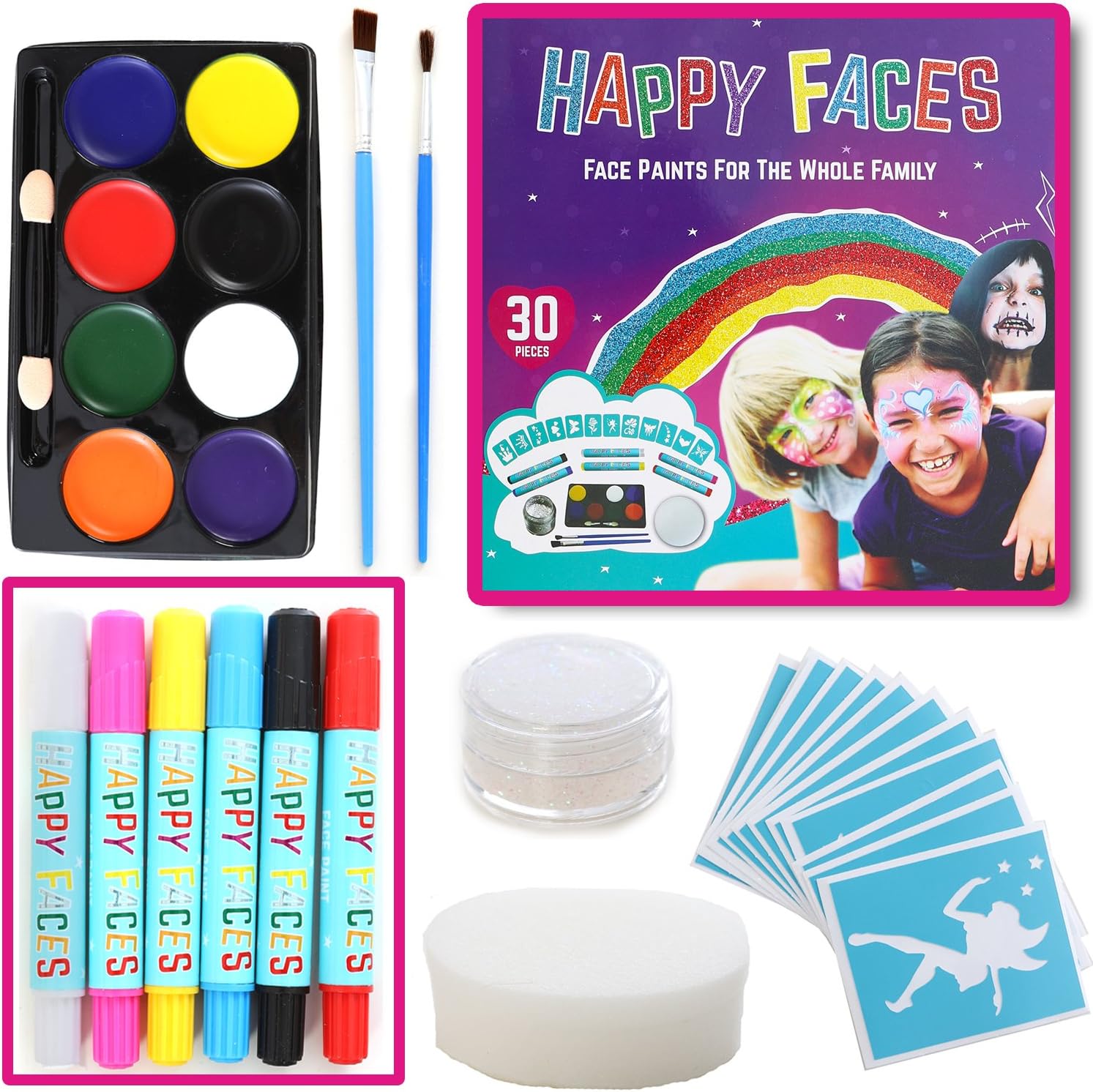Amazon.com: FACE Paint Set: 30 Piece Kit Including Face Paints, Face ...