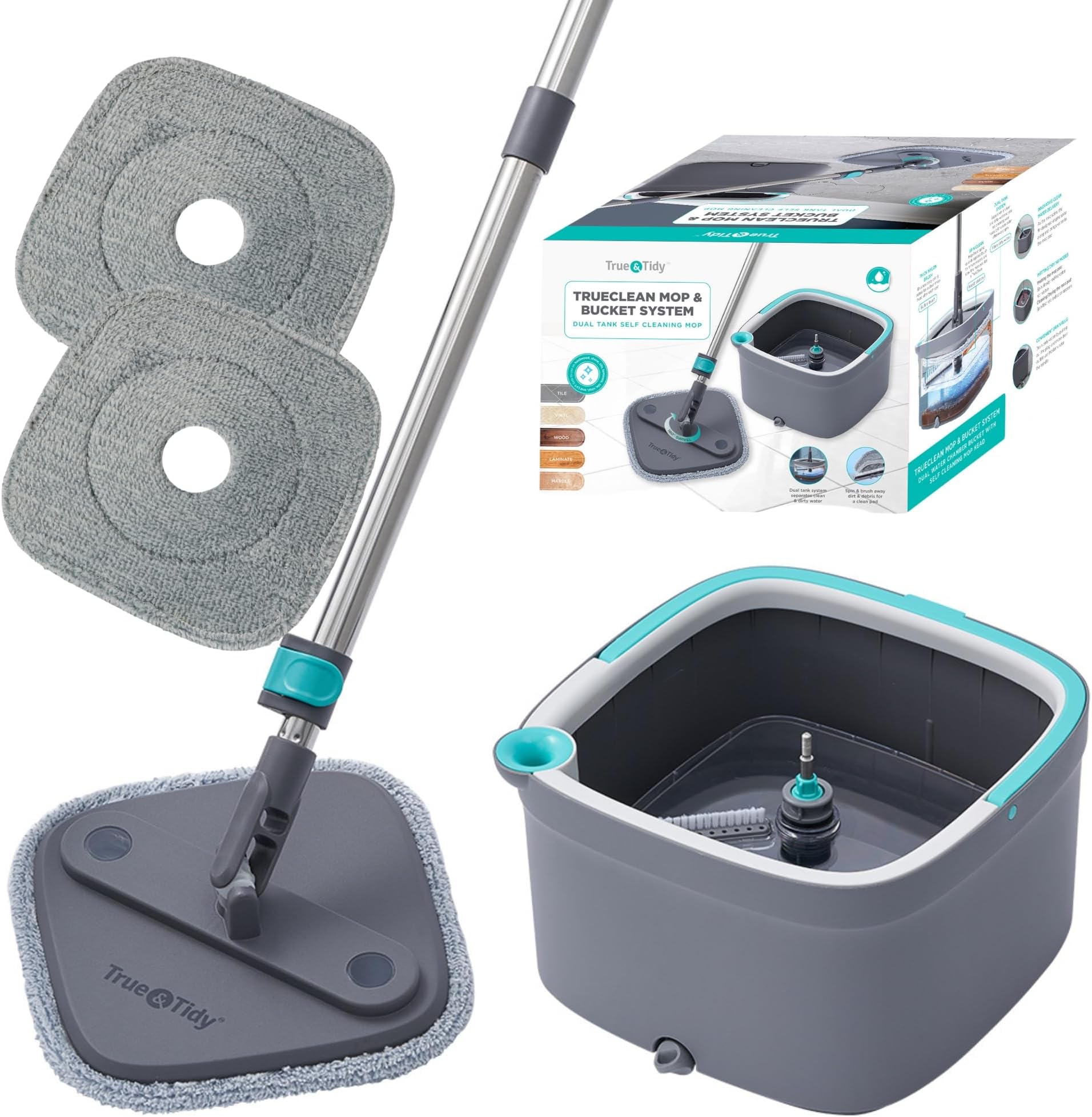 Amazon.com: Mop and Bucket with Wringer Set - Triangle Mop Set in Gray ...