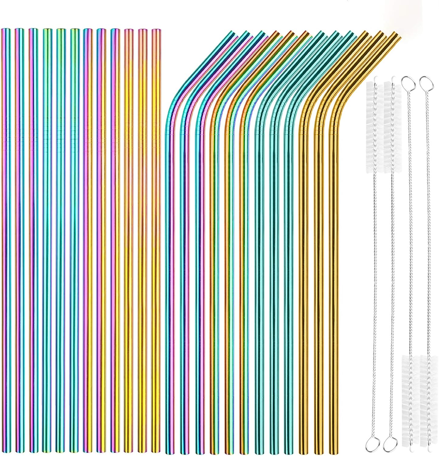 Amazon.com: [24 PCS] Value Pack Reusable Stainless Steel Straws in Bulk ...