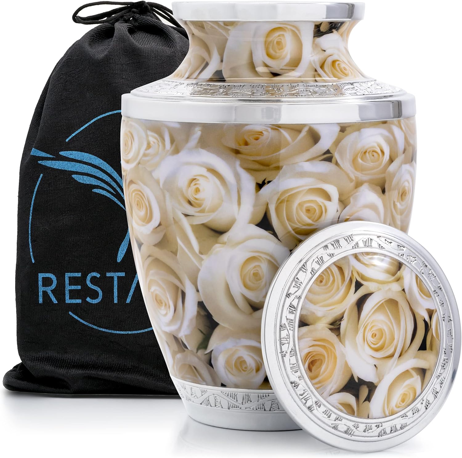 Amazon.com: RESTAALL White Rose Ashes urn. Cremation urns for Human ...