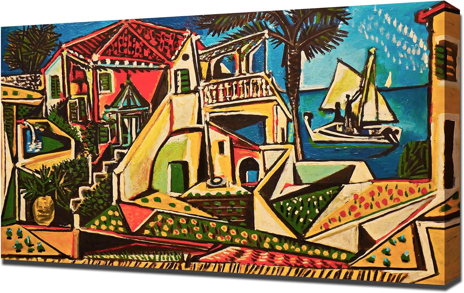 Amazon.com: Pablo Picasso - Mediterranean Landscape Framed Canvas Art ...