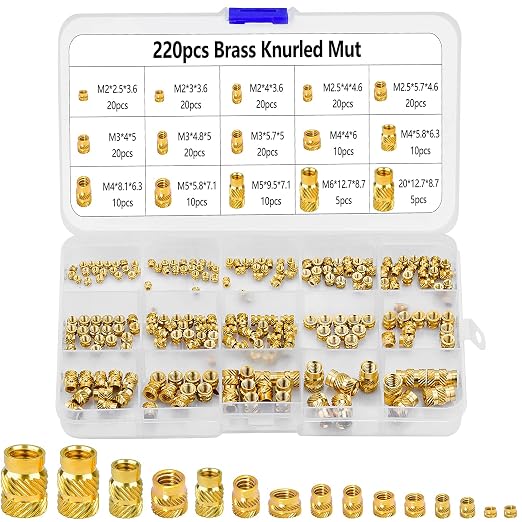 220 Stk Gewindeeinsatz M2 M2.5 M3 M4 M5 M6 Einpressmutter Messing ...