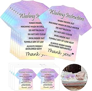 Amazon.com: Washing Instruction Cards Clothes T-Shirt Cleaning Care ...