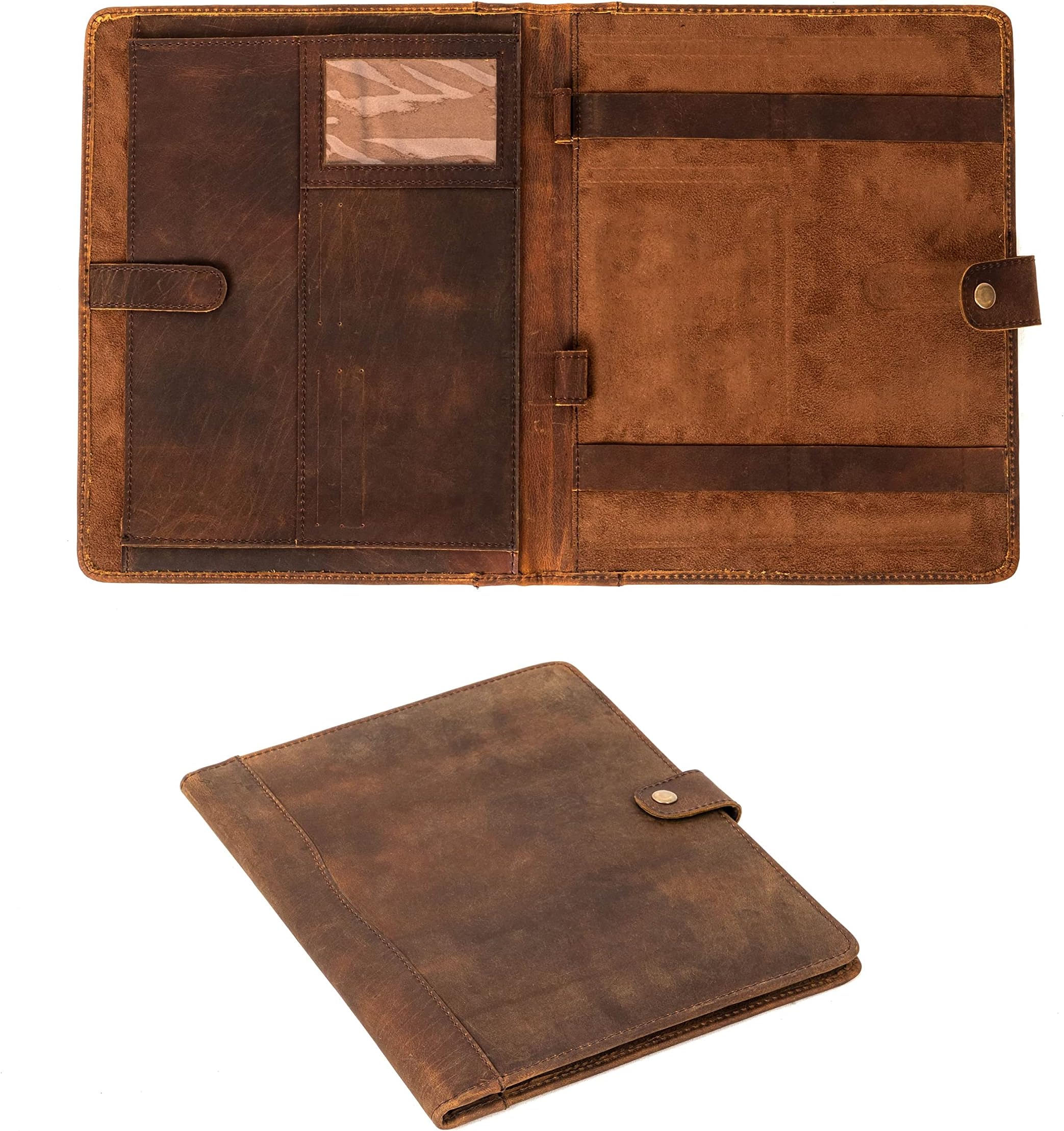 Amazon.com : NERO MANETTI- Leather Portfolio Folder - Business PU ...