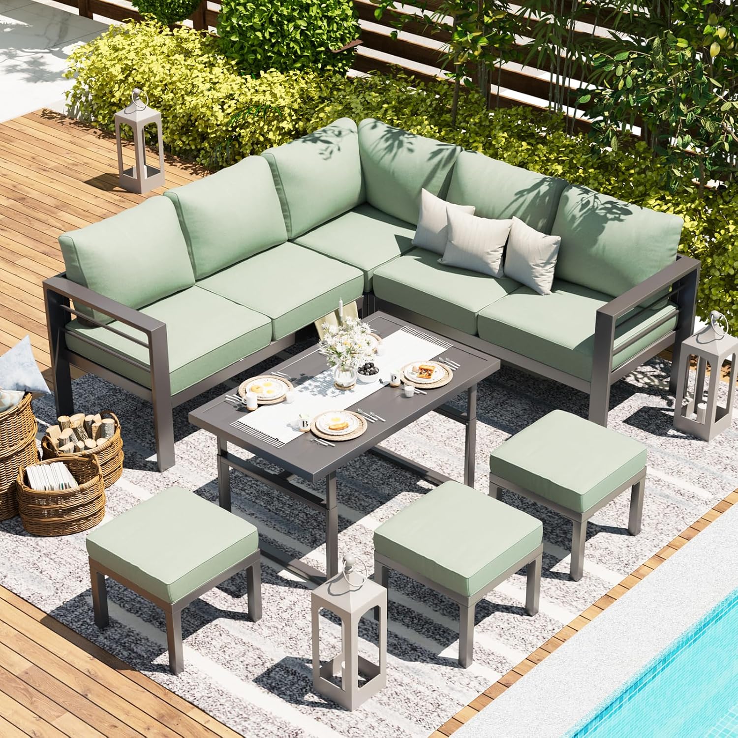 Amazon.com: AECOJOY Aluminum Patio Furniture Set, Modern Metal Outdoor ...