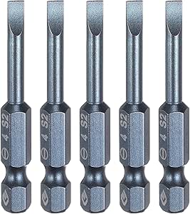 HARFINGTON 5pcs SL4 Magnetic Slotted Screwdriver Bits 4mm S2 Steel Flat ...