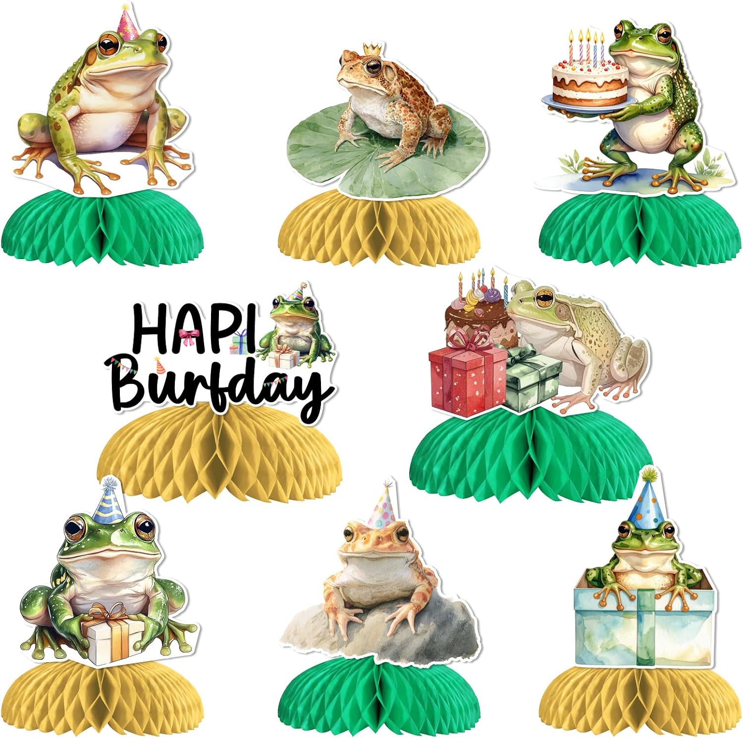 Amazon.com: Kreatwow Frog Themed Birthday Decorations 8Pcs Frog ...