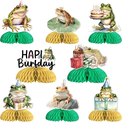 Amazon.com: Kreatwow Frog Themed Birthday Decorations 8Pcs Frog ...