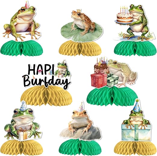 Amazon.com: Kreatwow Frog Themed Birthday Decorations 8Pcs Frog ...