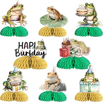 Amazon.com: Kreatwow Frog Themed Birthday Decorations 8Pcs Frog ...