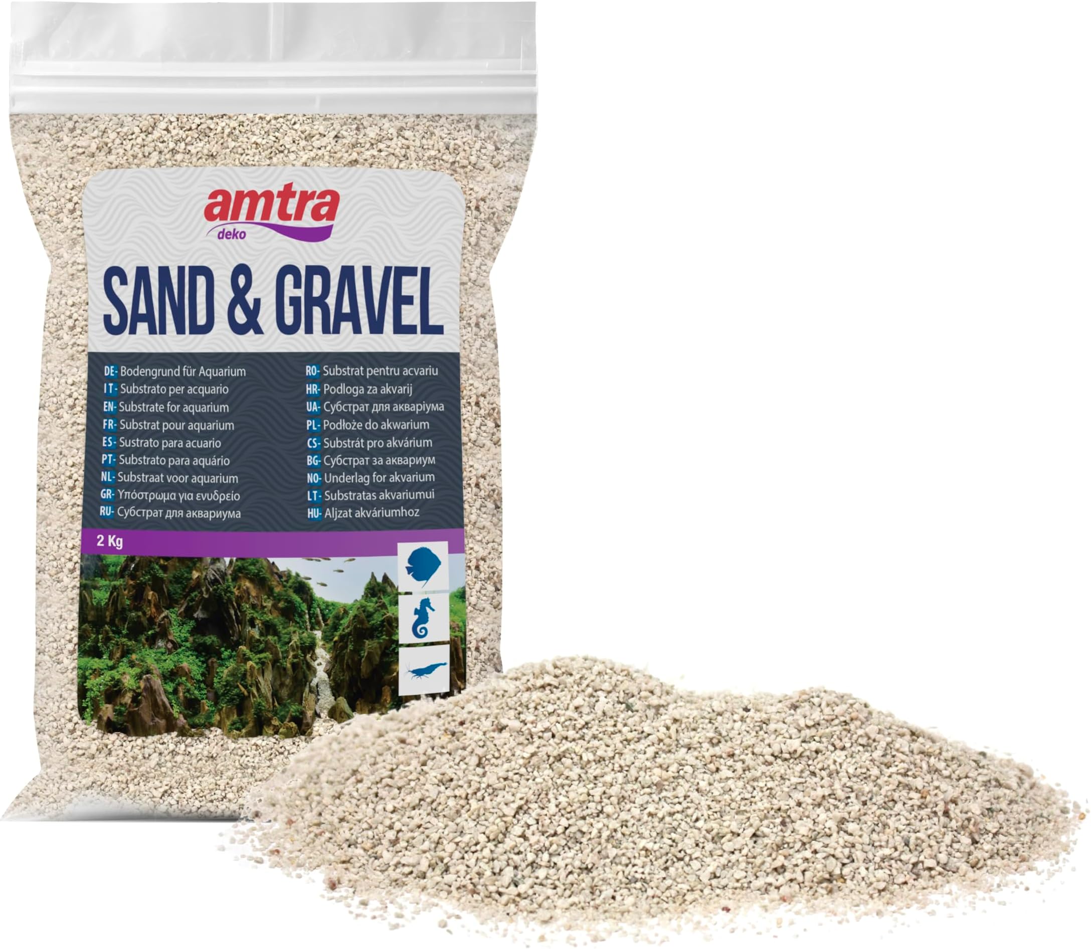 Amtra White Quartz Ivory Fine White Quartz Sand for Freshwater or Saltwater 1-3mm Grains 2kg ...