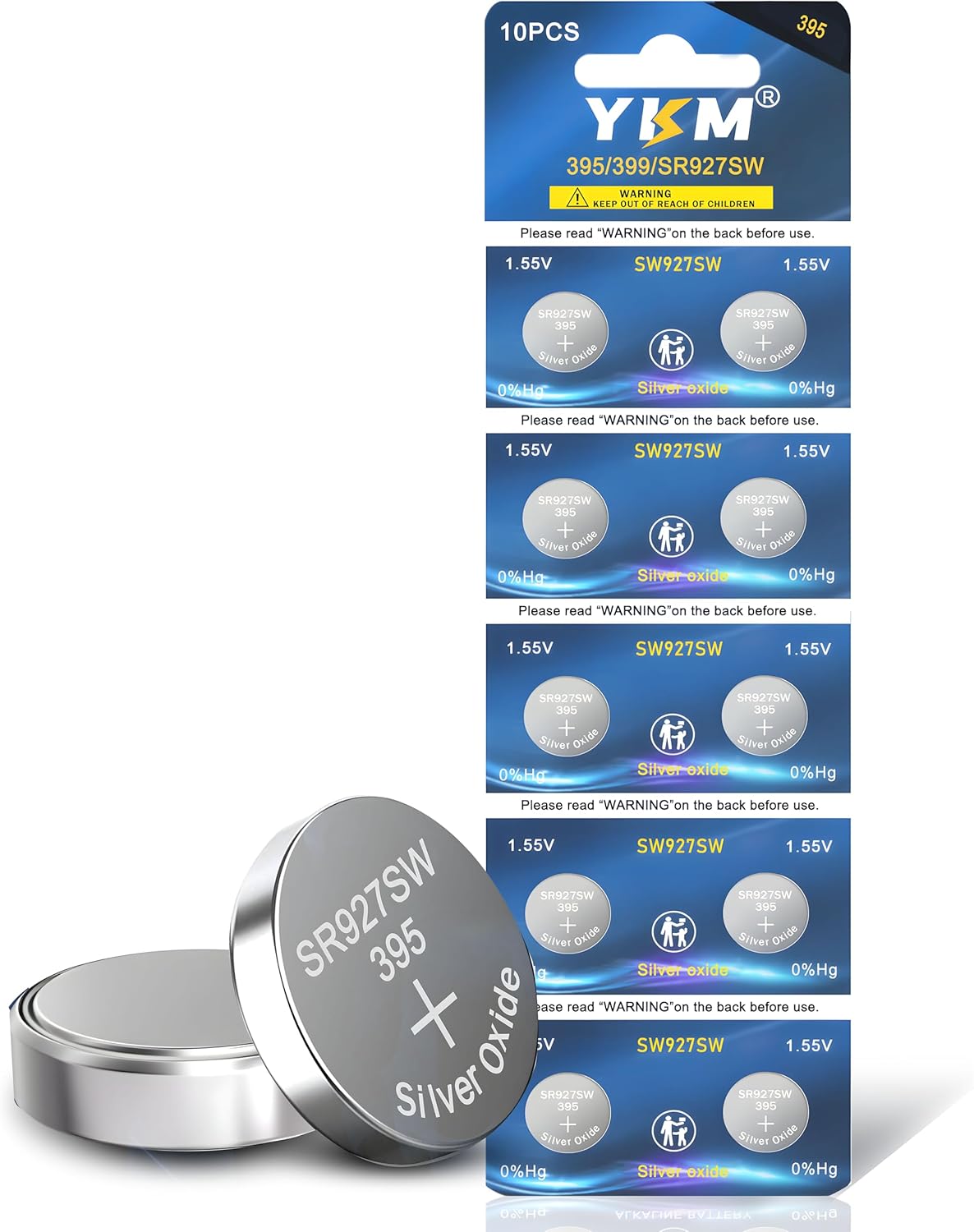 Amazon.com: YKM 10 Pack SR927SW 395 Watch Battery 399 LR927 AG7 1.55V ...