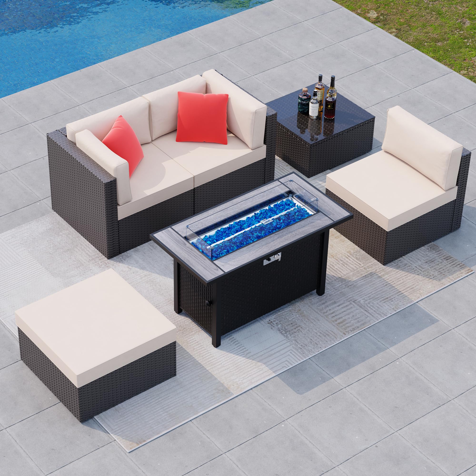 Shintenchi 5 Pieces Patio Furniture Sets w/45 inch Fire Pit Table ...