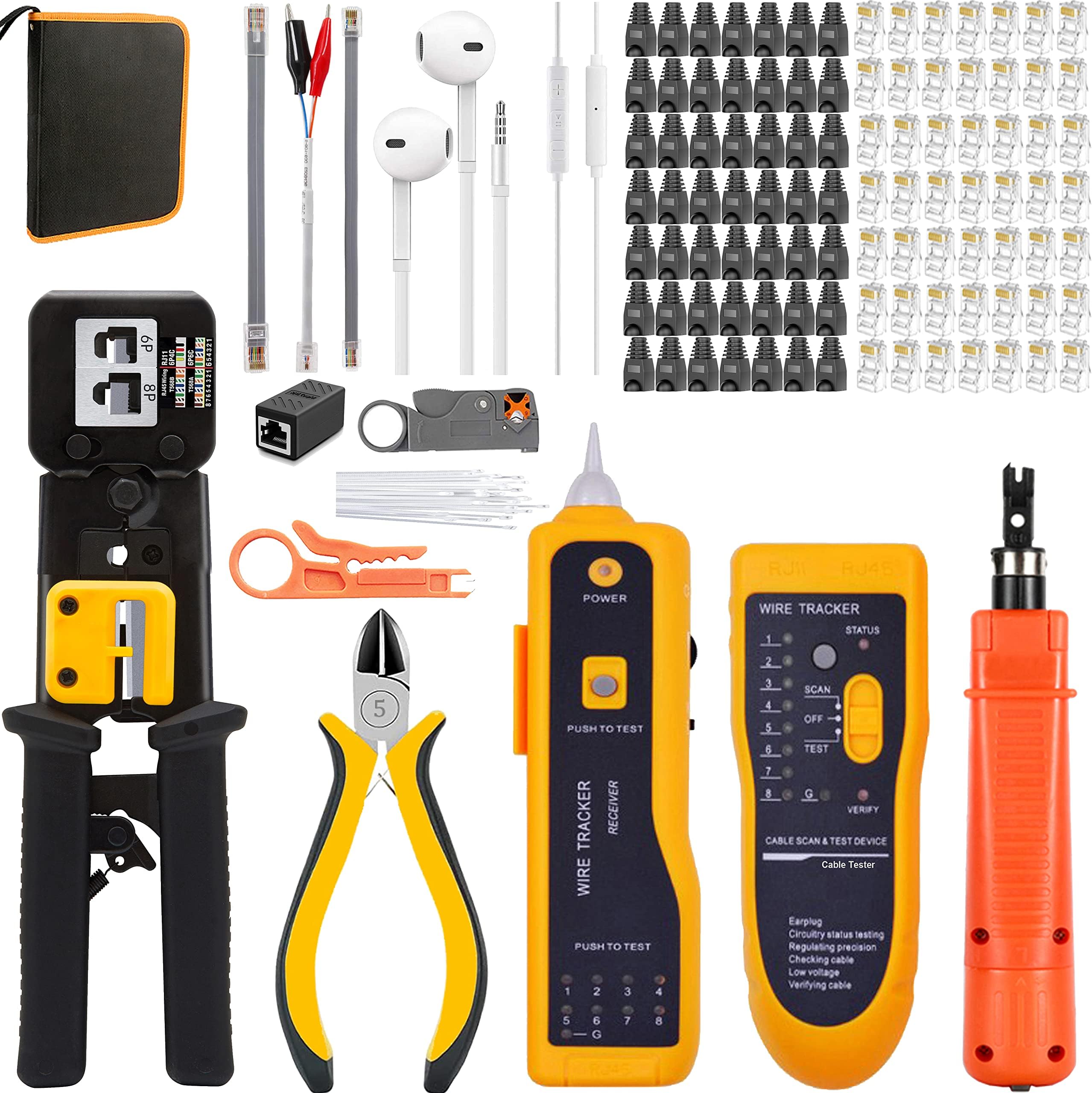 Gaobige Network Tool kit, RJ45 Crimp Tool kit Pass Through Crimper Cat6 ...