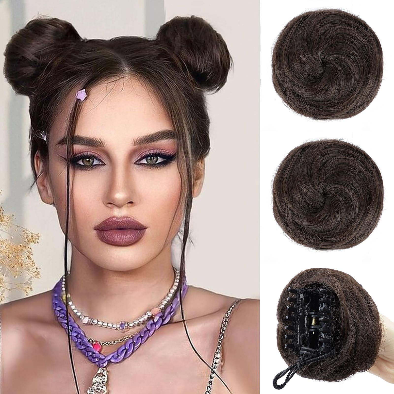 Amazon.com : Onedor Synthetic Fiber Hair Extension Chignon Donut Bun ...