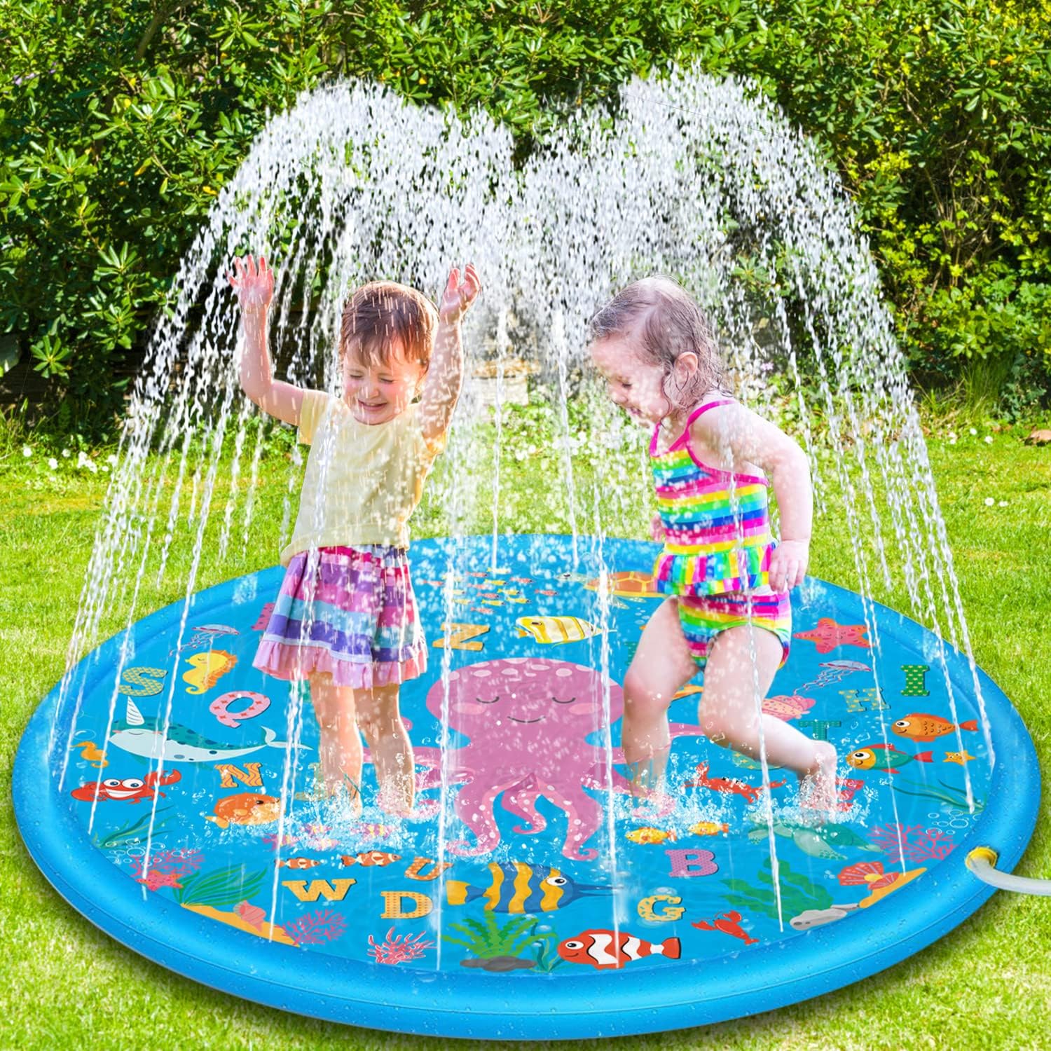Lubibi Kids Splash Pad,67in Sprinkle Splash Water Pad For Alphabet ...