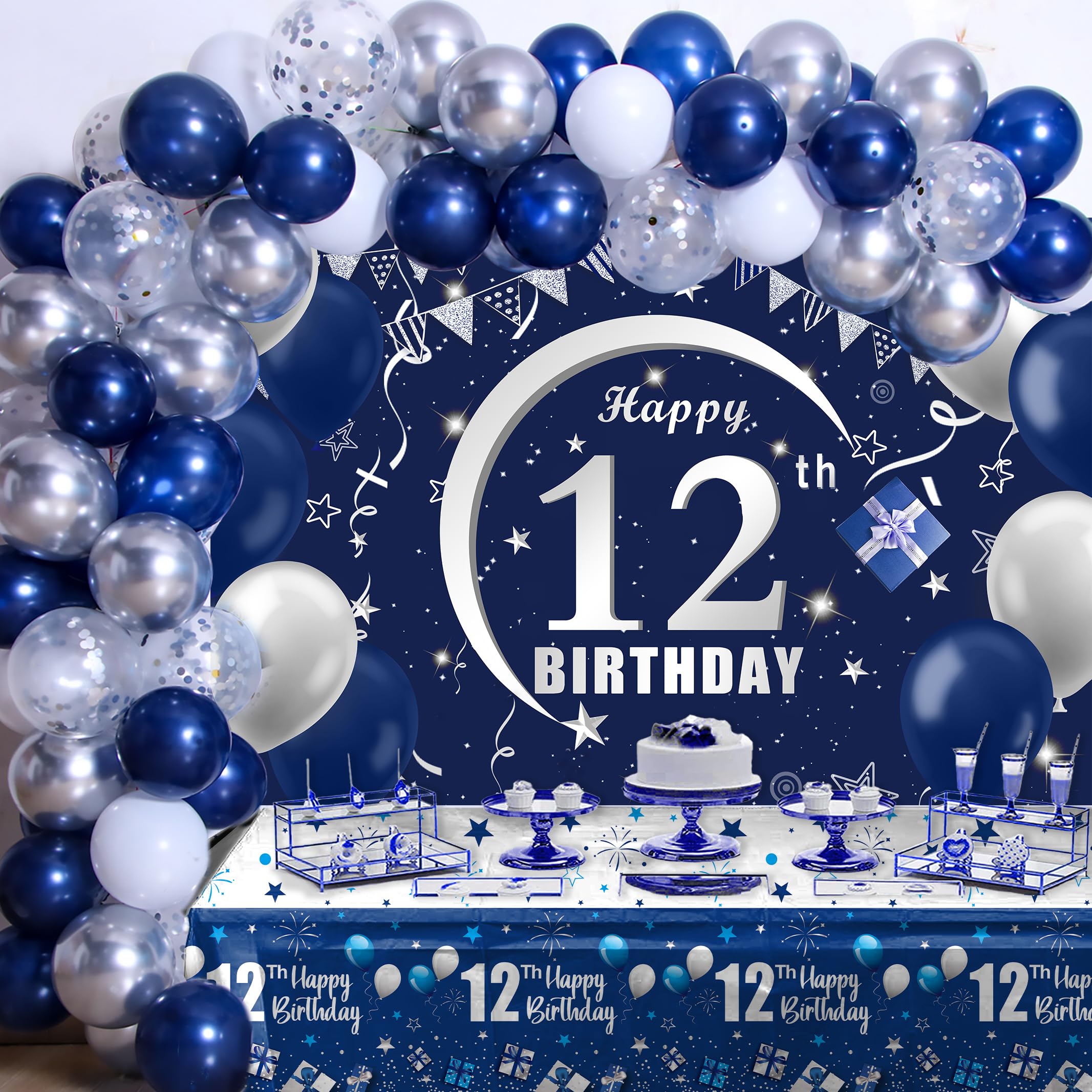 12 Year Old Birthday Decorations Happy 12th Birthday Balloons Silver