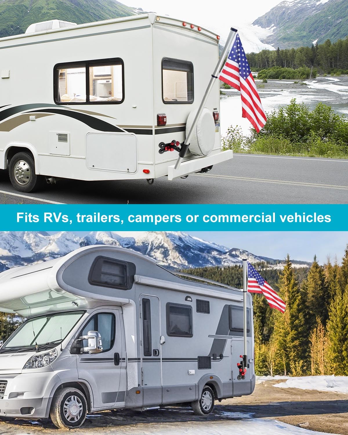 Snapklik.com : Magnetic Flag Pole Holder For RV Truck, No-Drill ...