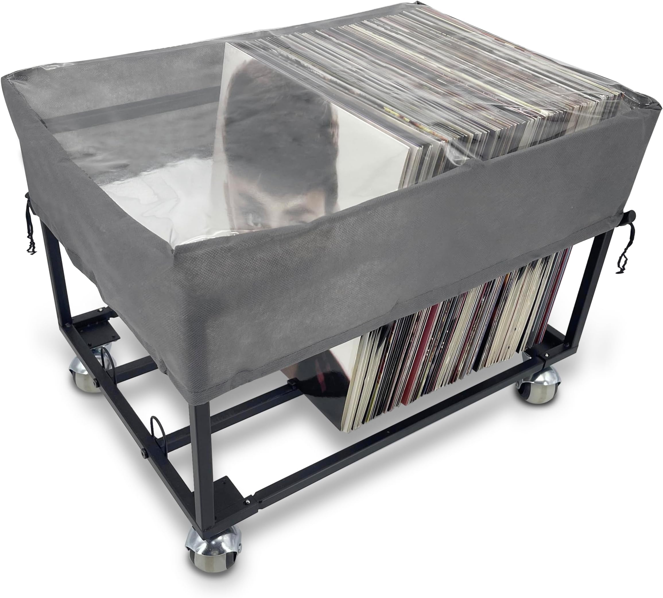 Amazon.com: Navaris Wood Record Crate with Wheels - Vinyl Album Storage ...