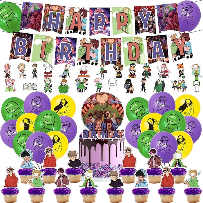 Buy 100Pcs Dream Team SMP Birthday Party Supplies, Dream SMP Theme ...