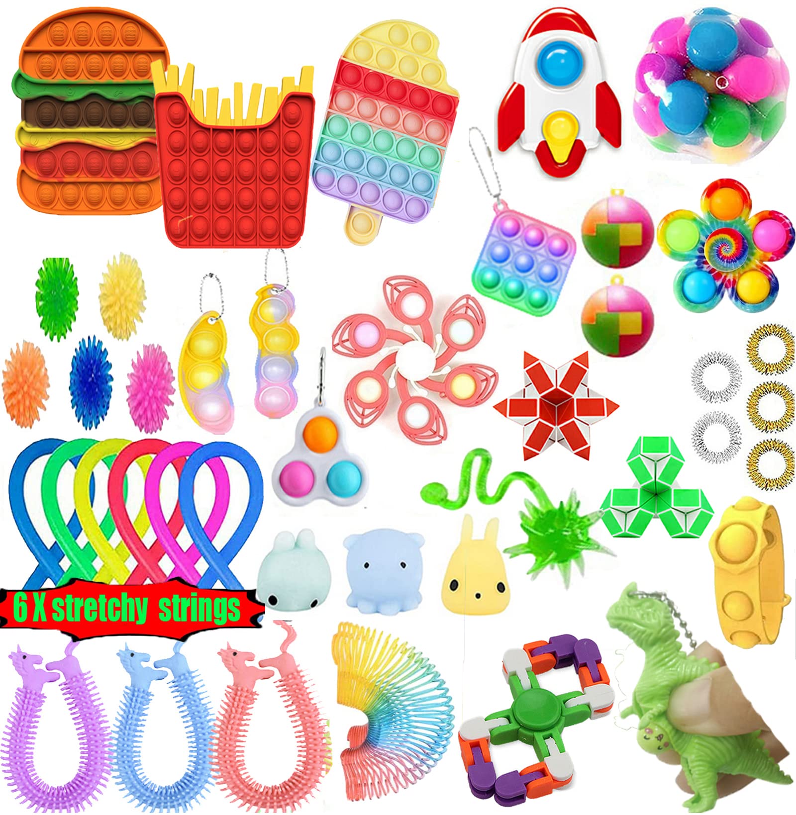 Buy 42Pcs TIK Tok Fidget Toys Pack Sensory Fidget Toys Push Bubble Pop ...