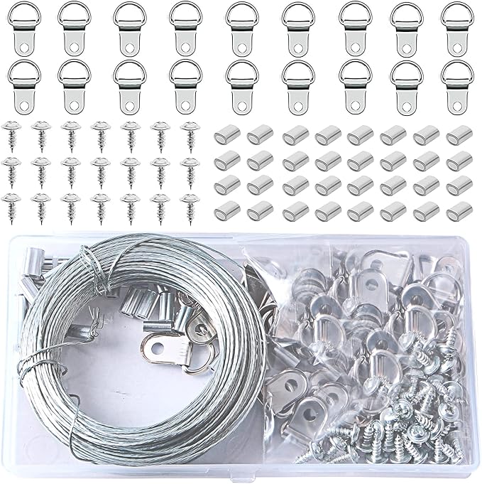 Picture Hanging Wire,30M Picture Wire Picture Frame Wire D Rings for ...