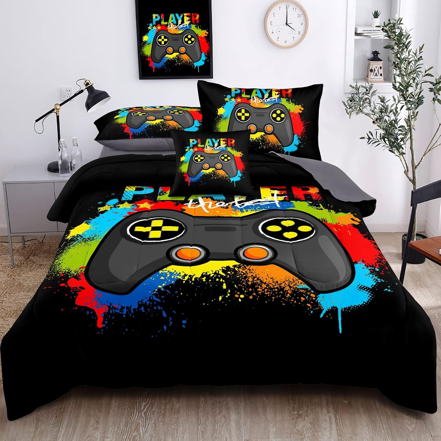 Amazon.com: AZAWALLA Kids Gaming Bedding Sets, 6 Piece Gamer Comforter ...