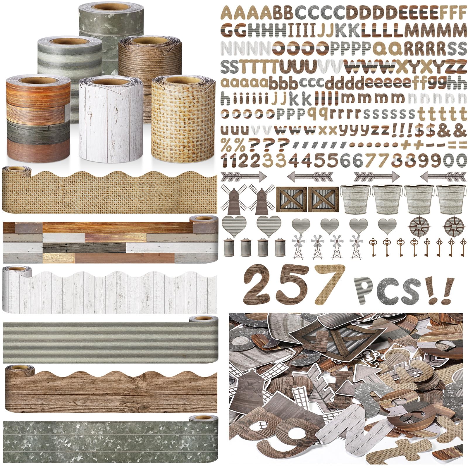 Snapklik.com : Kosiz Farmhouse Bulletin Board Decoration Set 118 Ft ...