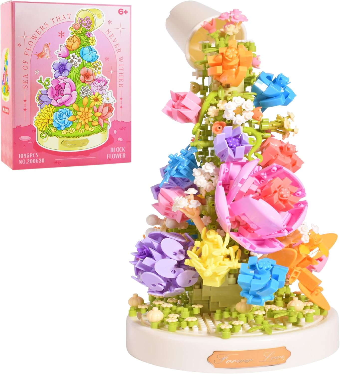 Amazon.com: LUKHANG Sea of Flowers That Never Wither Building Block Set ...