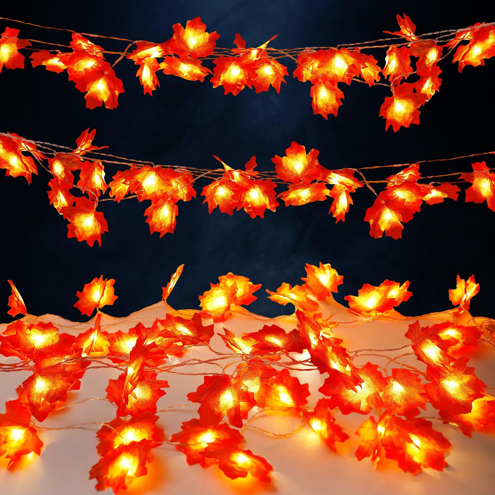 Amazon.com: Fall Decor Maple Leaves String Lights USB Operated, Total ...