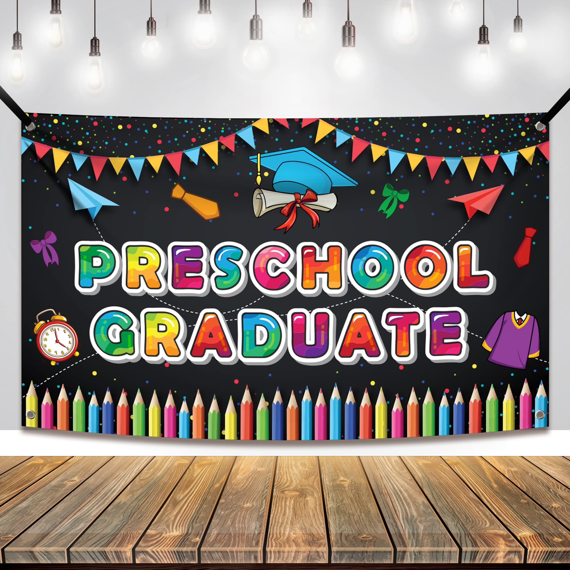 Amazon.com: KatchOn, Preschool Graduation Backdrop 2024 - Large 72x44 ...