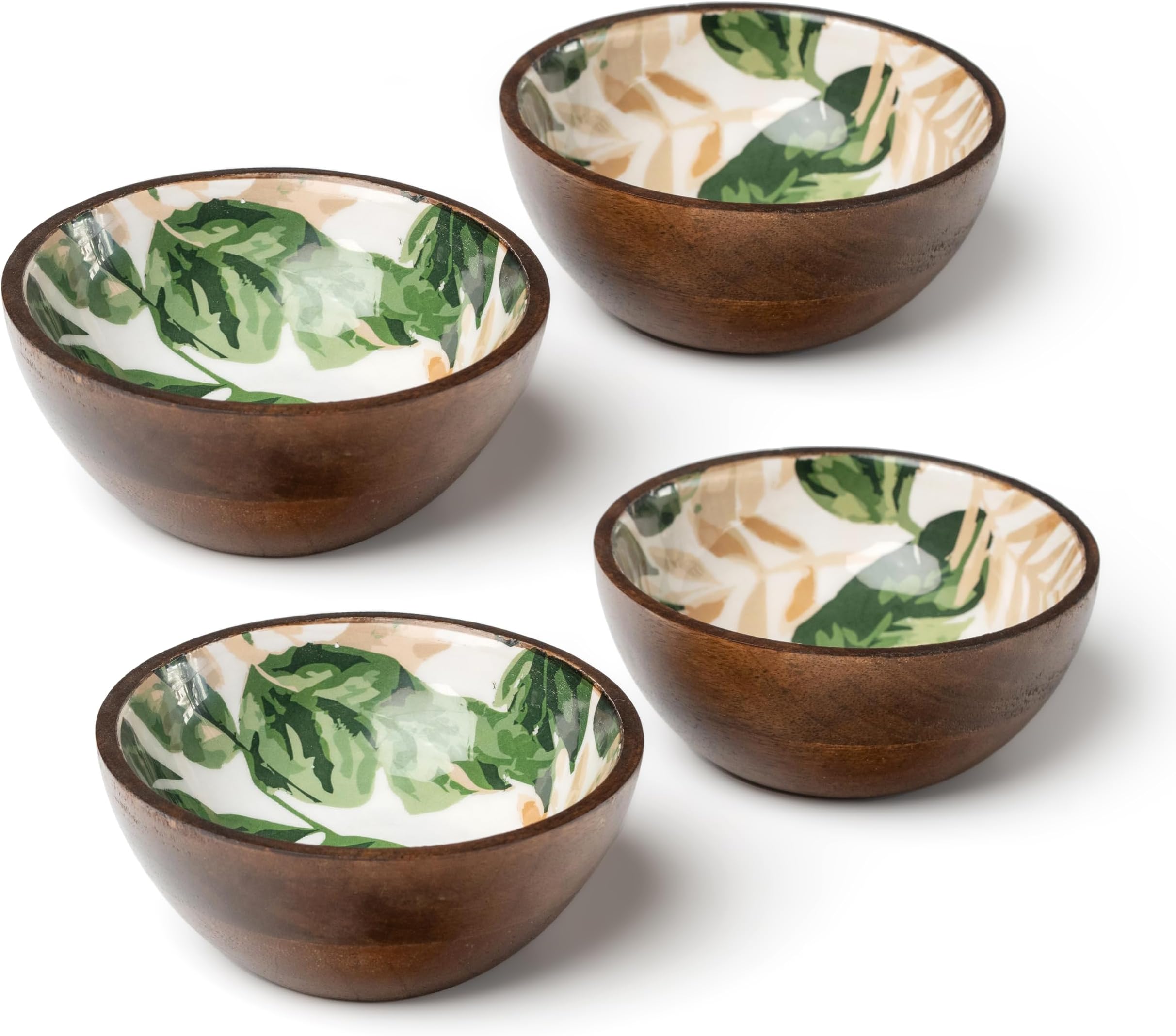 Amazon.com: WEBHUSHI Acacia Wooden Enamel Bowls, Small Wood Bowl for ...