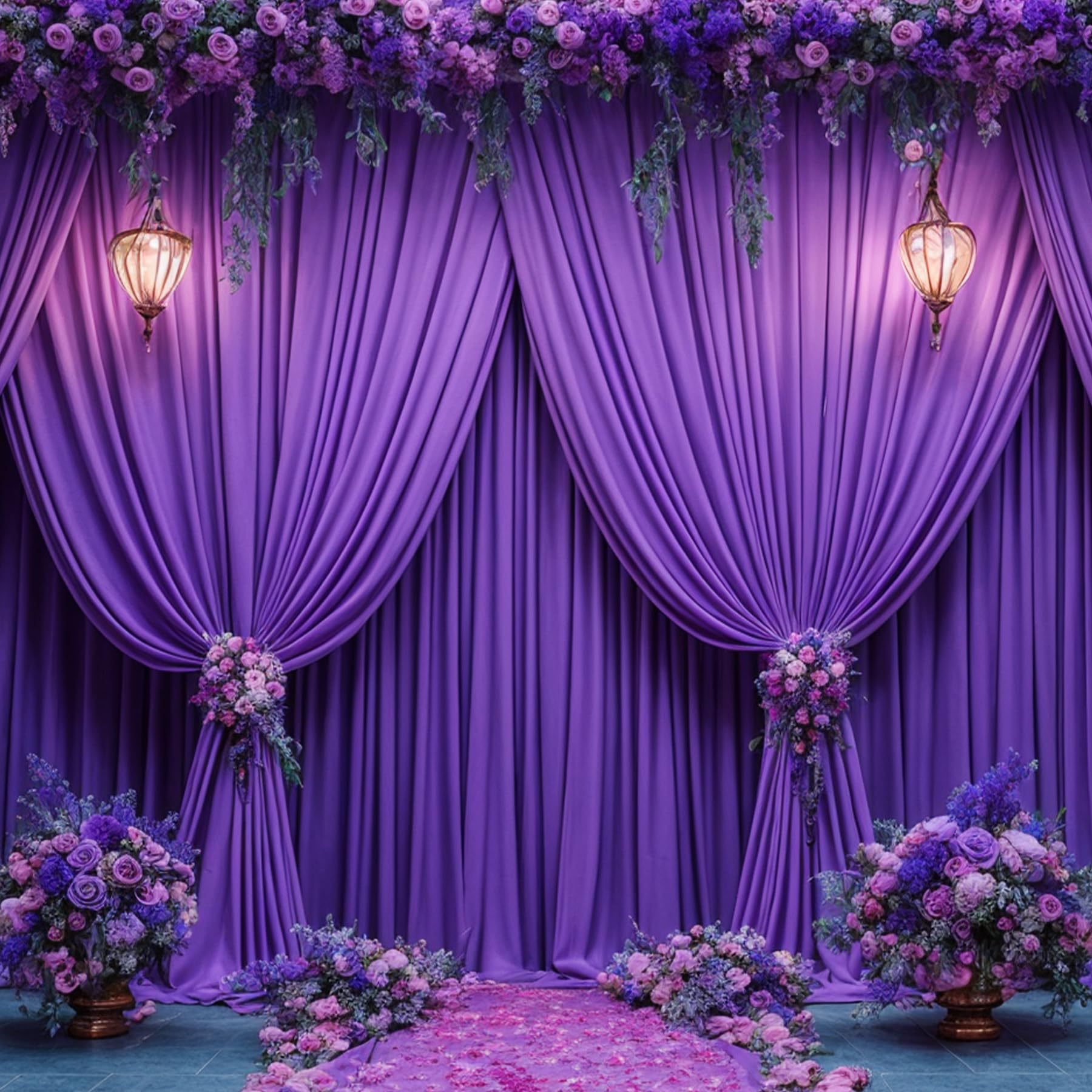 Amazon.com : 20ft x 10ft Wrinkle Free Purple Wedding Backdrop Curtains ...