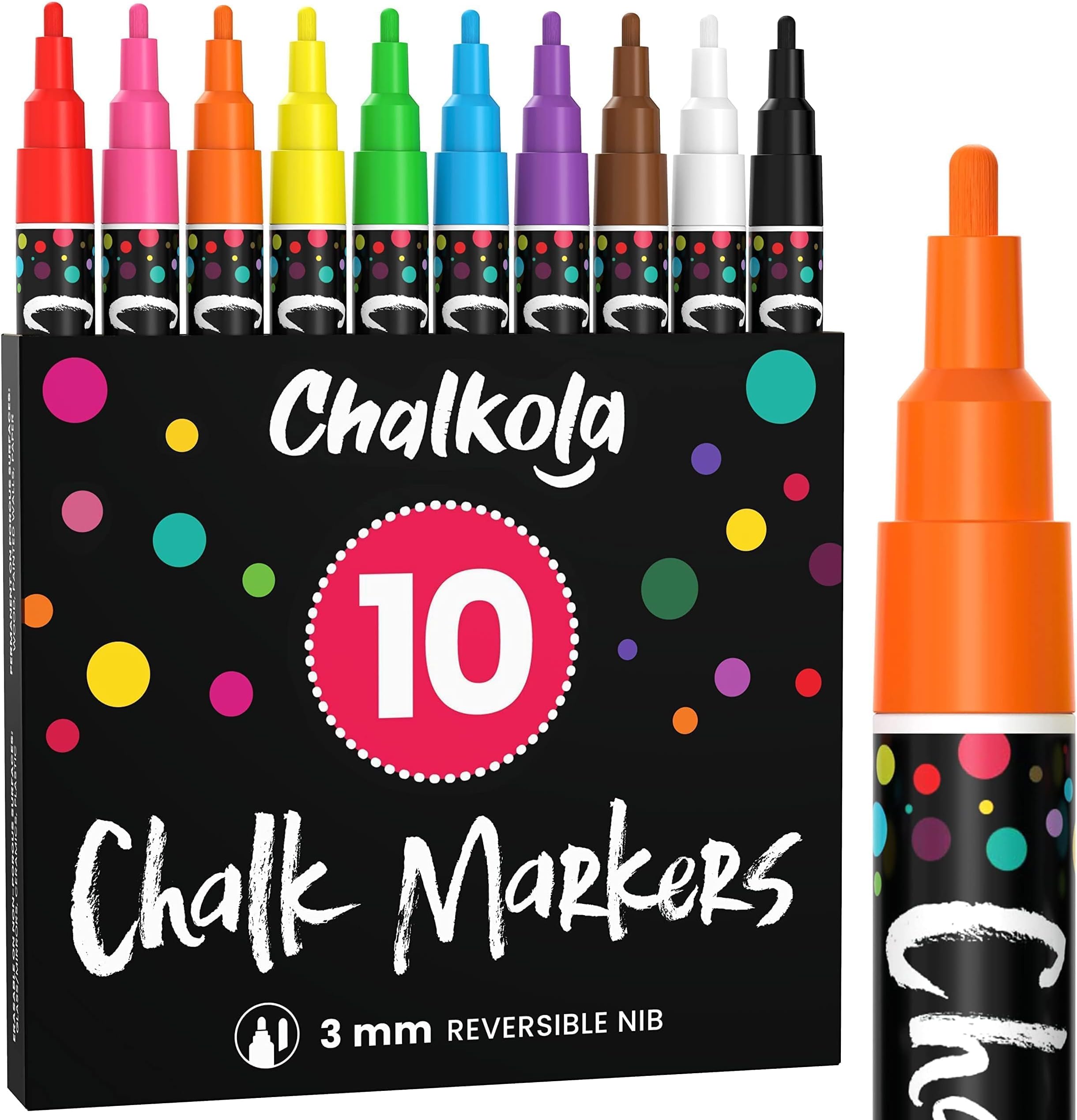 Fine Tip Chalk Pens - Pack of 10 colour markers - Use on Chalkboard ...