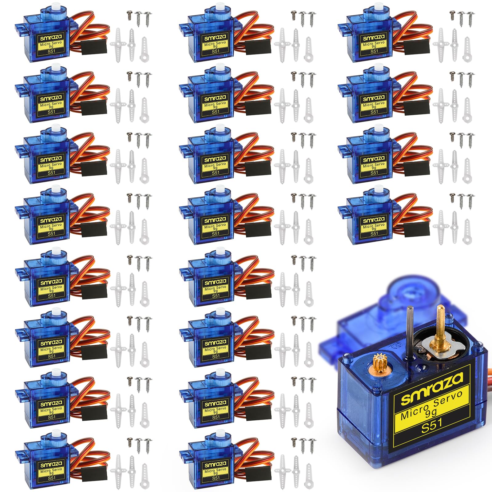 Snapklik.com : Smraza 20 Pcs SG90 9G Micro Servo Motor Kit