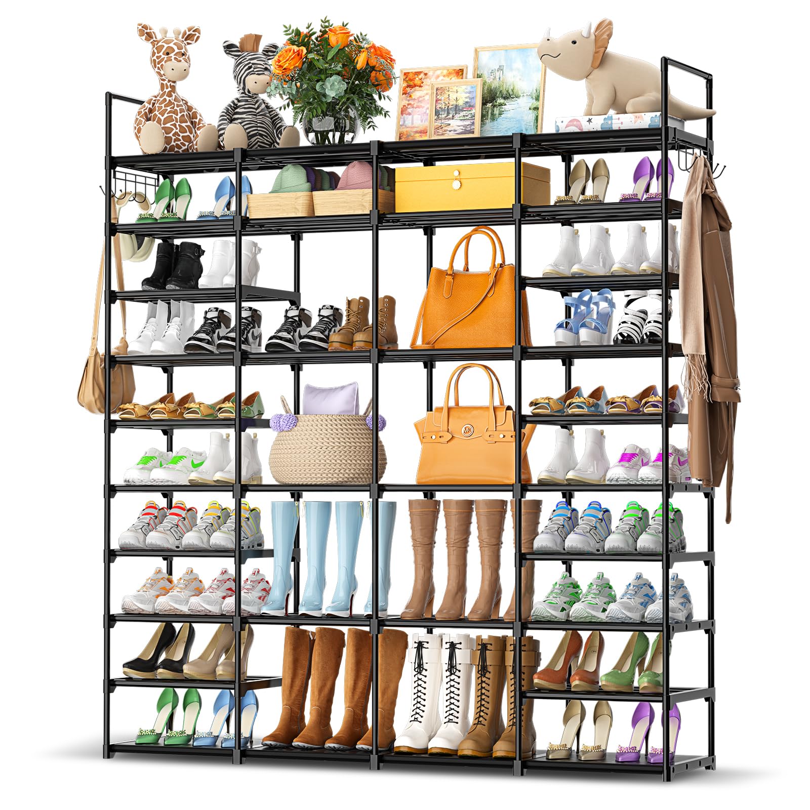 Amazon.com: Kottwca 4 Row 10 Tier Large Shoe Rack Organizer for Closet ...