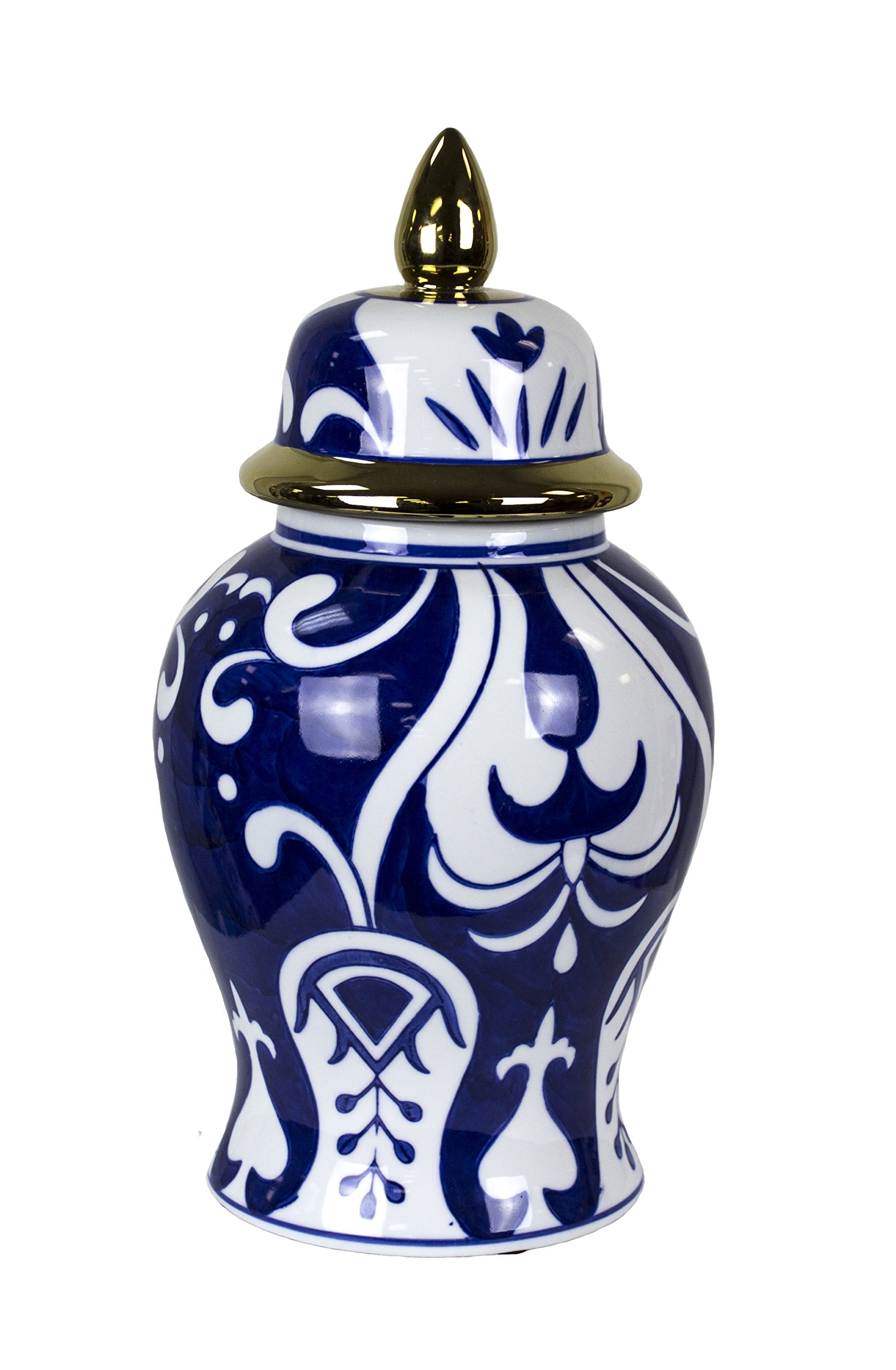 Amazon.com: Sagebrook Home VC10467-02 Ceramic Temple Jar with Gold ...