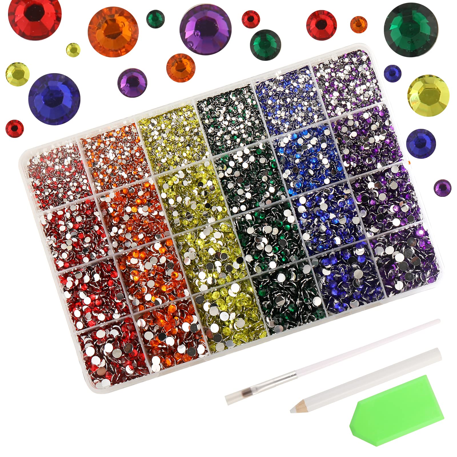 Amazon.com: 30000PCS Mixed Colors Resin Flatback Rhinestones Kit, Jelly ...