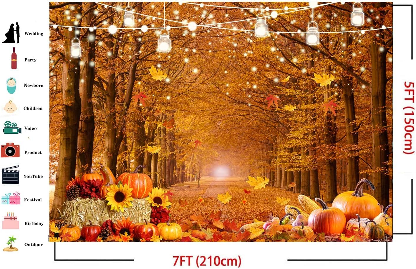 Fall Festival Backdrop 7x5ft Fall Backdrop - Autumn Forest Leaves ...