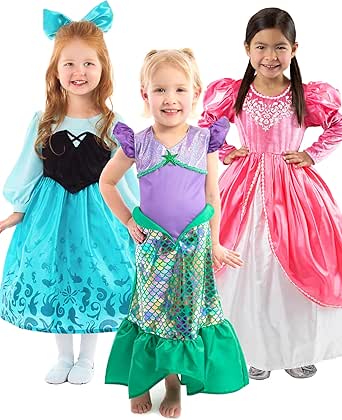Amazon.com: Little Adventures Mermaid Trio Costume Dress Set - Machine ...