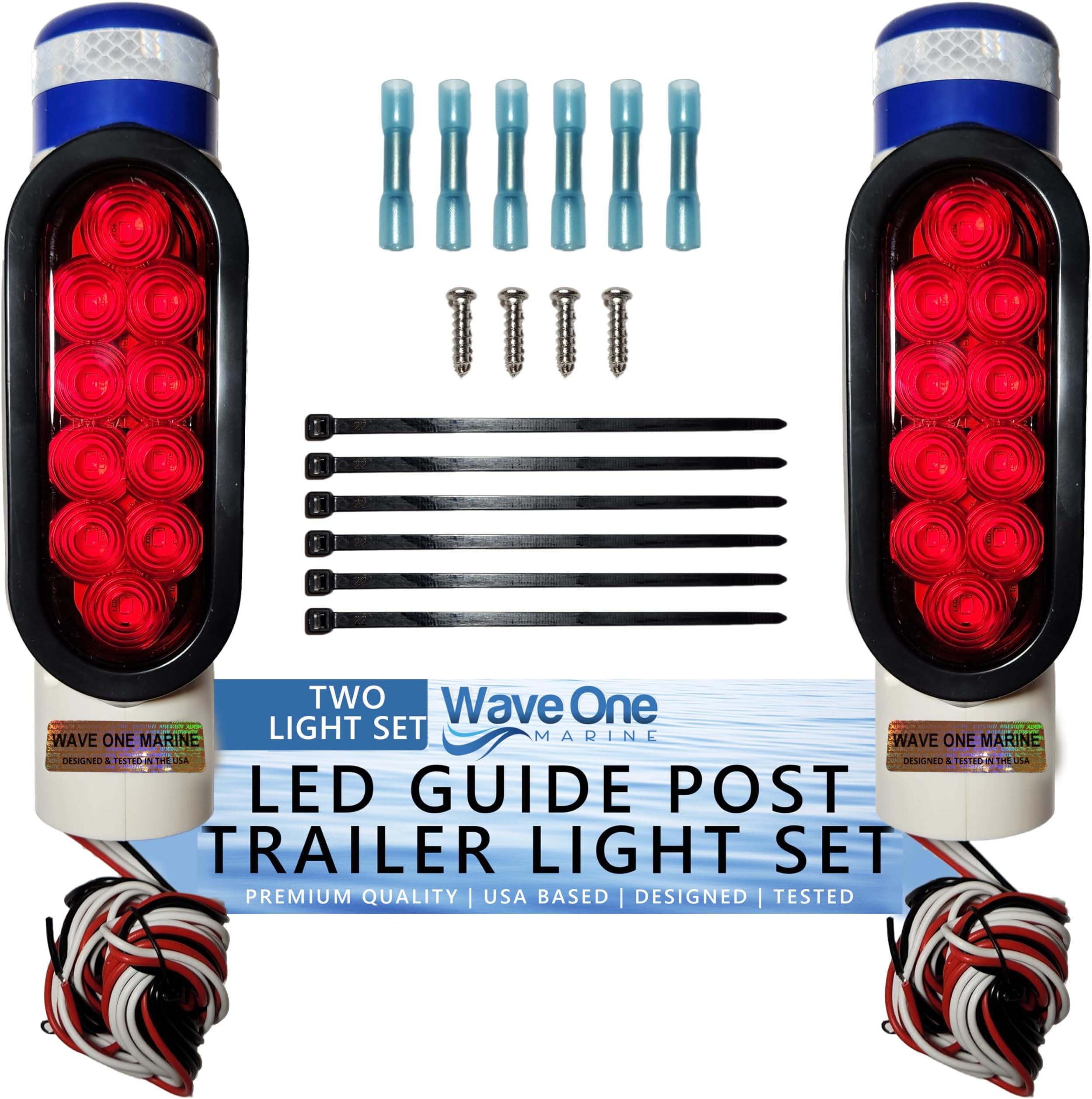Amazon.com: Wave One Marine Boat Trailer Guide Post LED Pole Light Set ...